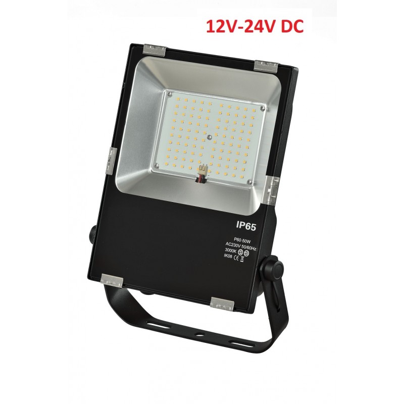 Foco LED exterior PRO 12V-24V DC 50W IP65 Negro